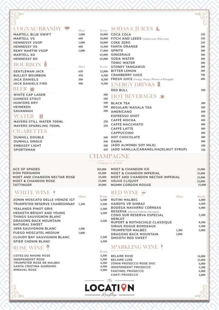 Menu Excellence: Culinary Delights at The Location Rooftop